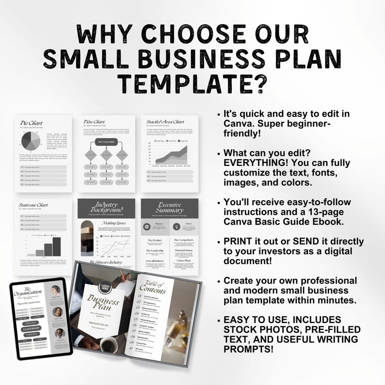 Small Business Plan Template Canva | Business Launch Plan | Start up ...