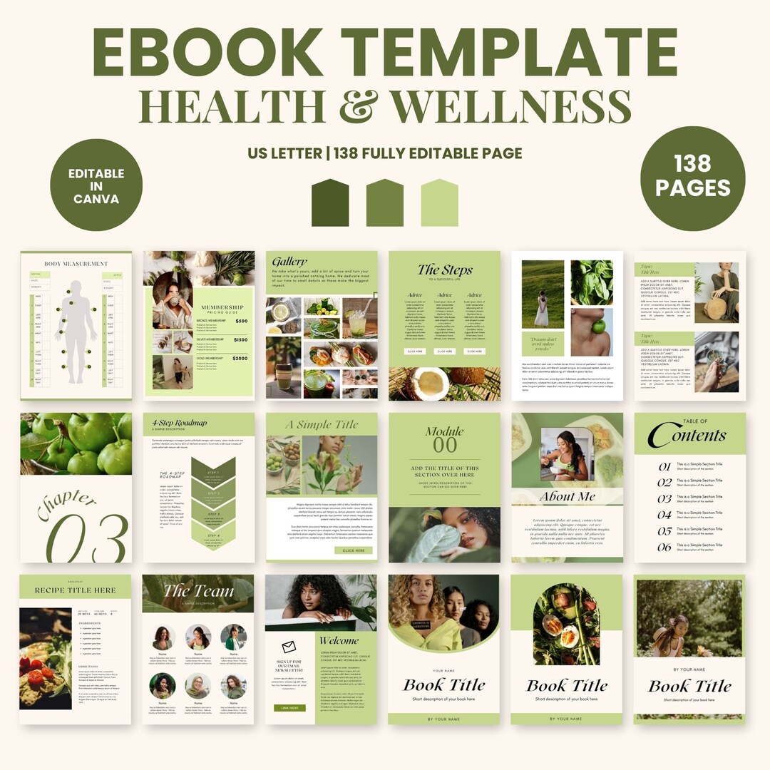 Ebook Template Health Editable Canva, Wellness Coach Workbook Template ...