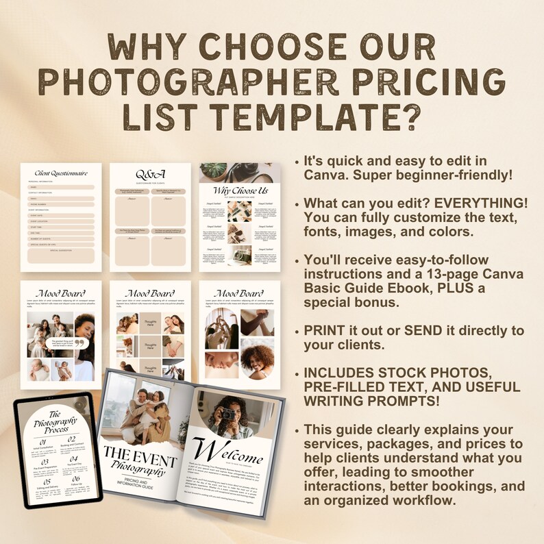 Photography Pricing Guide Template, Photographer Pricing Template ...