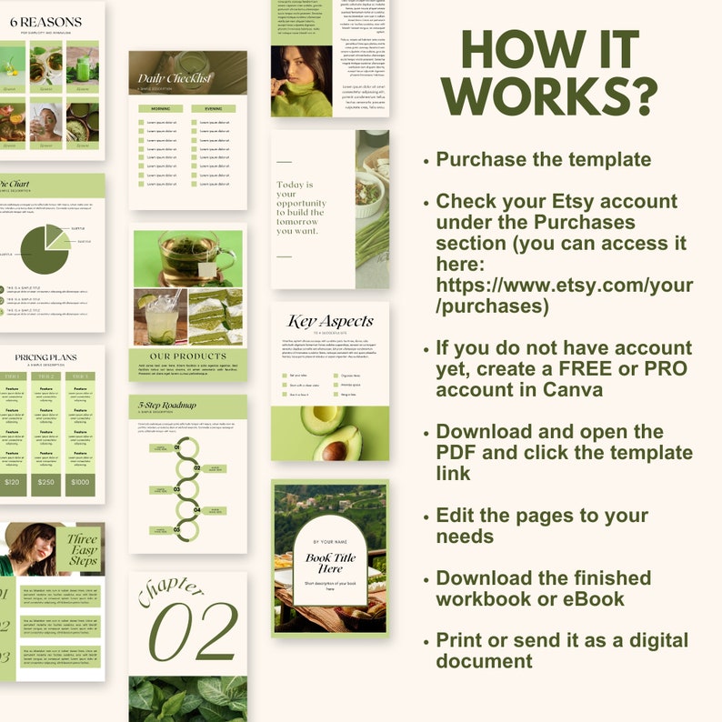 Green Ebook Template Health, Recipe Ebook Template Canva, Wellness ...