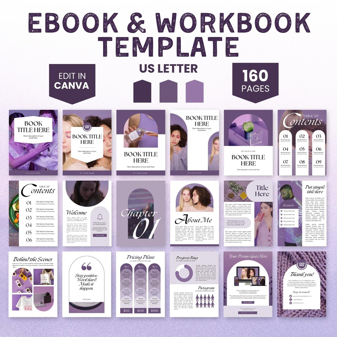 Purple Ebook Template Canva, Coaching Workbook Template, Digital PDF ...