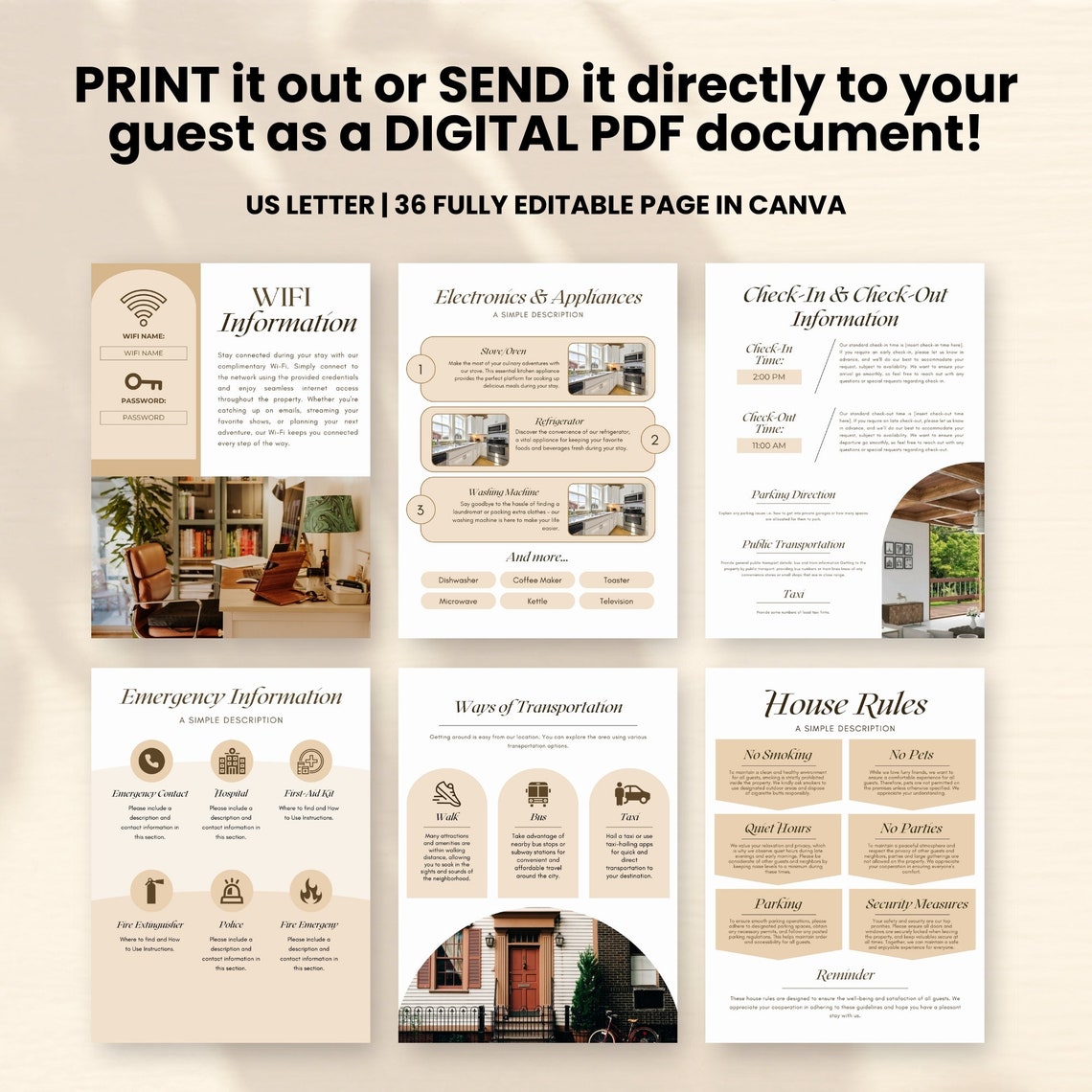 Airbnb Welcome Book Template Canva, Guest Guide Book Canva Template ...