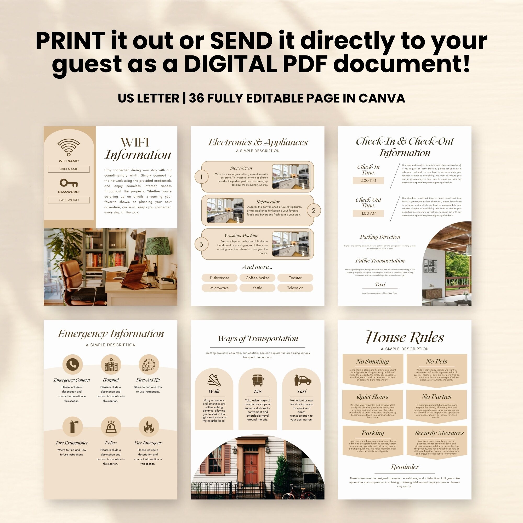 Airbnb Welcome Book Template Canva, Guest Guide Book Canva Template ...
