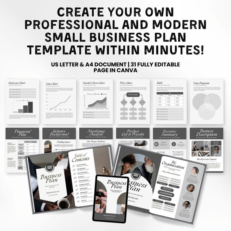 Small Business Plan Template Canva | Business Launch Plan | Start up ...