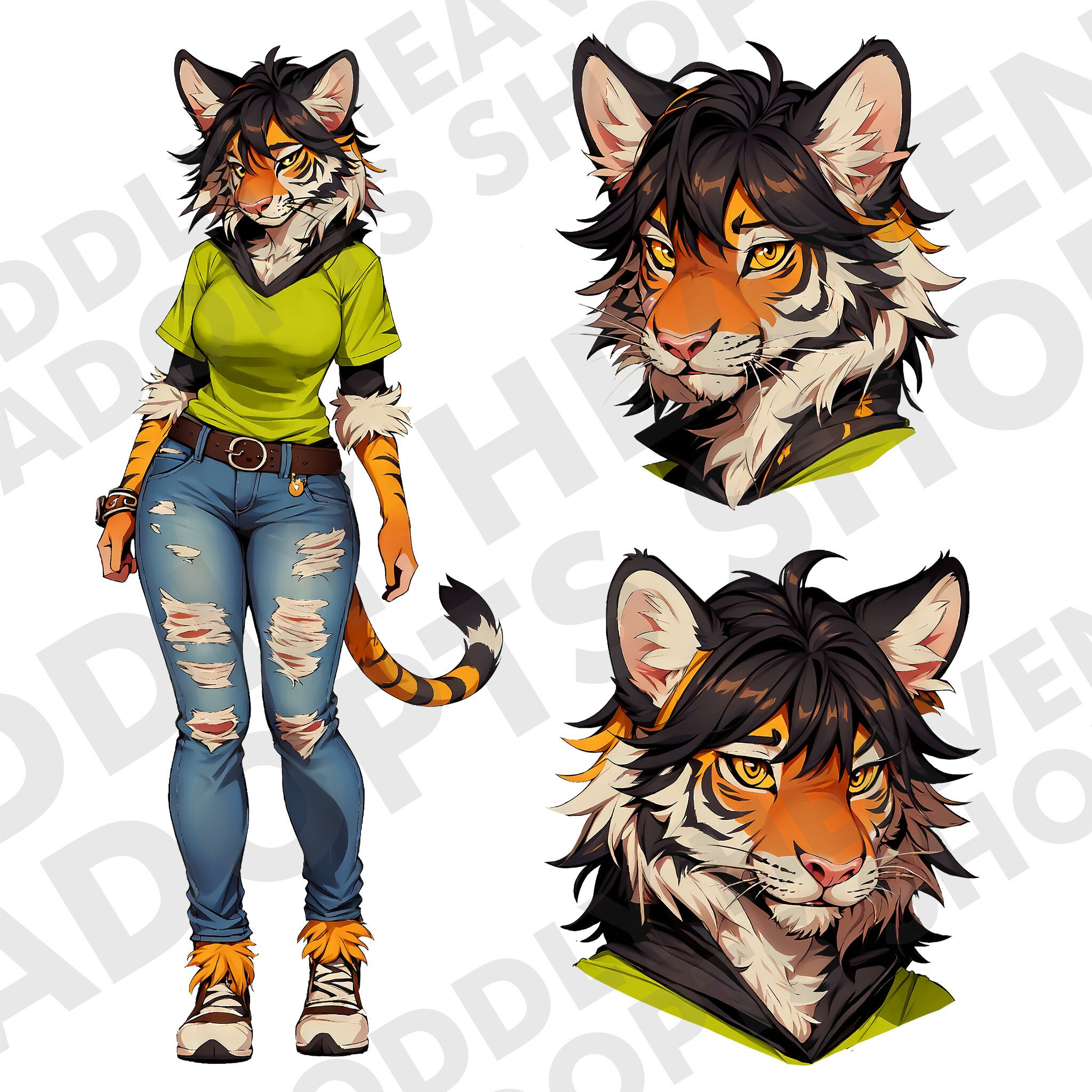 Furry Adopt Character TIGER STUDENT Fursona Adoptable Reference Sheet ...
