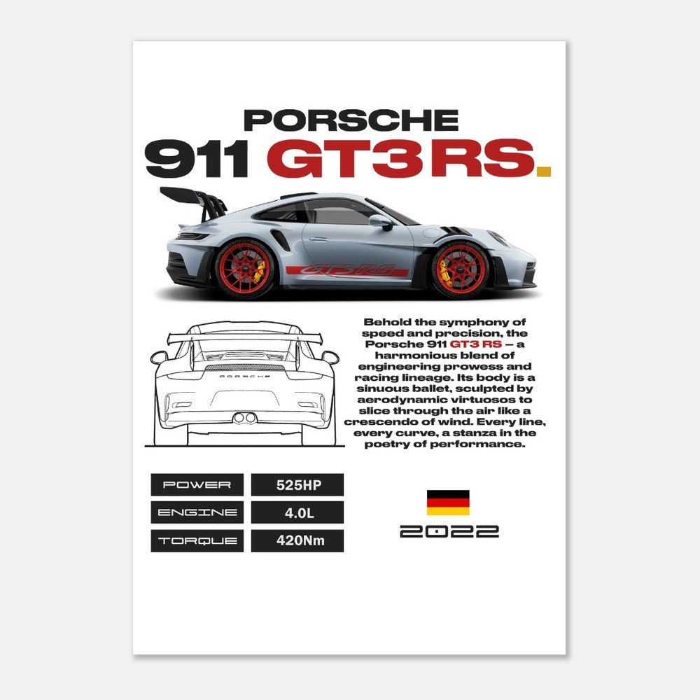 Porsche 911 GT3 RS Poster Porsche 911 Print, Supercar Poster, Car Print ...