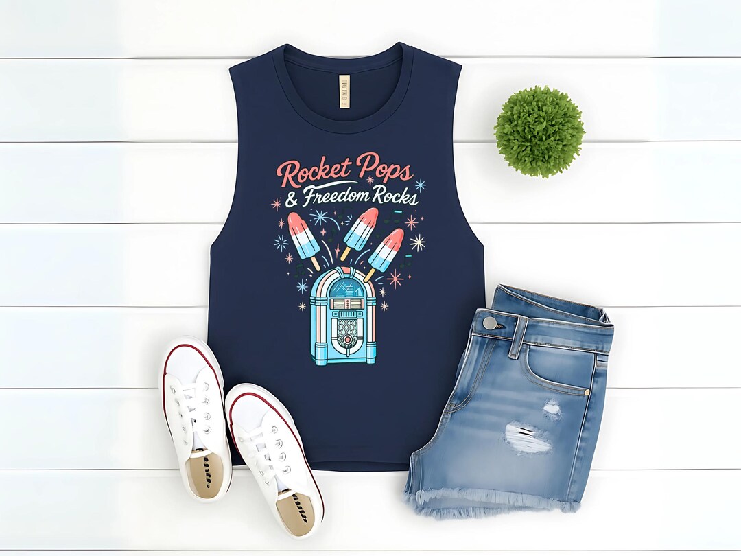 Rocket Pops and Freedom Rocks Tank, Retro 4th of July Shirt, Patriotic ...