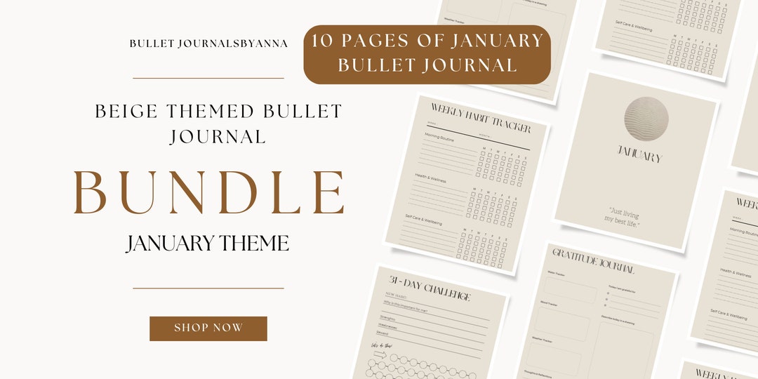 January Bullet Journal Bundle in Beige - Etsy