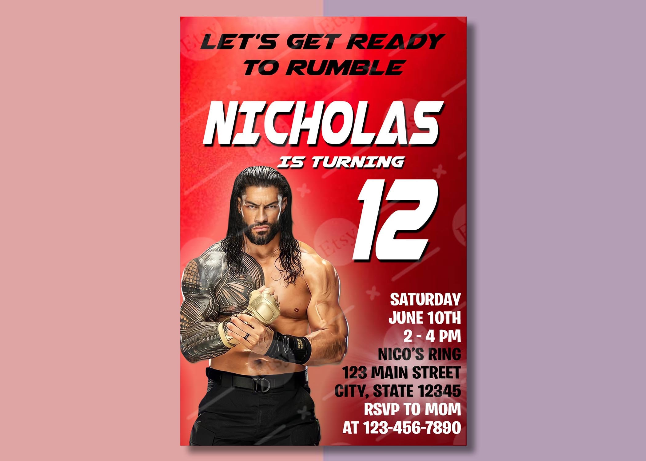 Editable WWE Birthday Invitation, Digital, John Cena, Custom Invitation ...