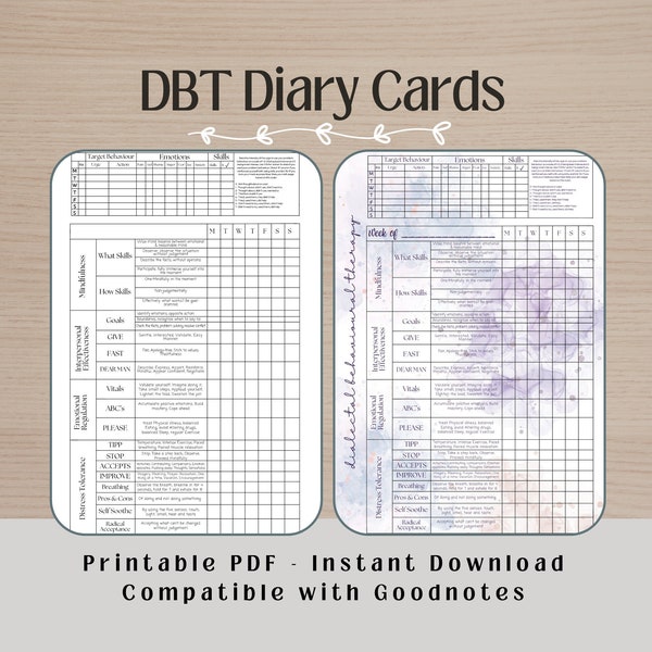 Dbt Diary Card - Etsy