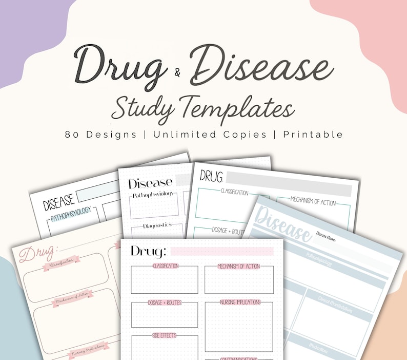 Disease & Drug Study Worksheets | Pathology and Pharmacology Student ...