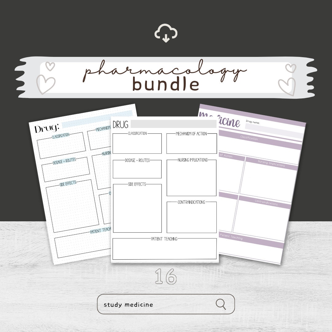 Pharmacology Templates Bundle, Nursing & Pharmacy, Nursing School ...