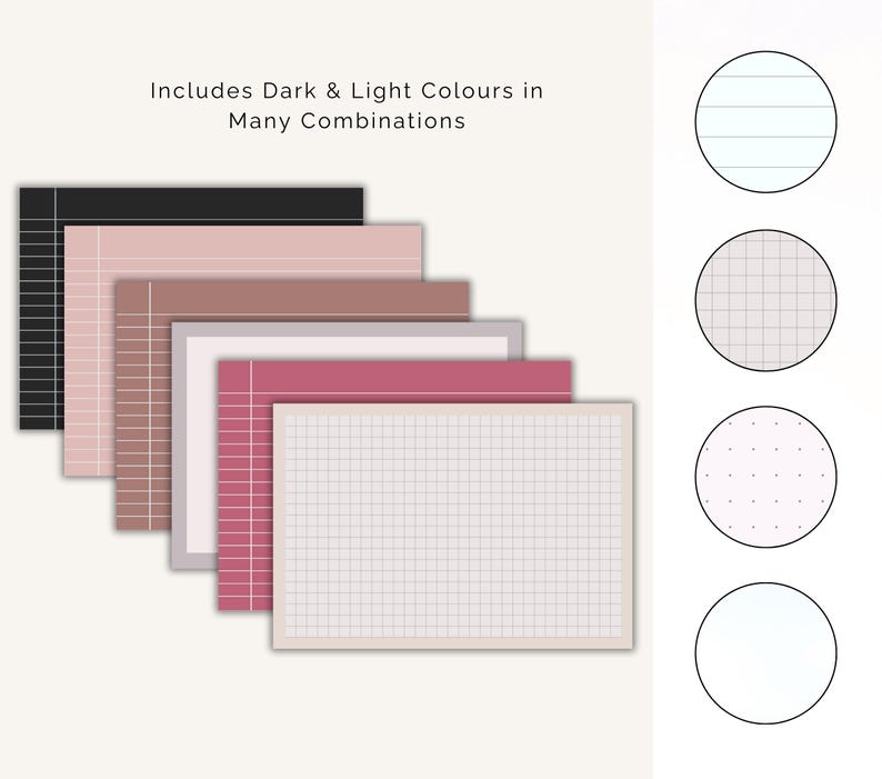 85 Digital Flash Cards | Aesthetic Study Cards | Lined, Grid, Dotted ...