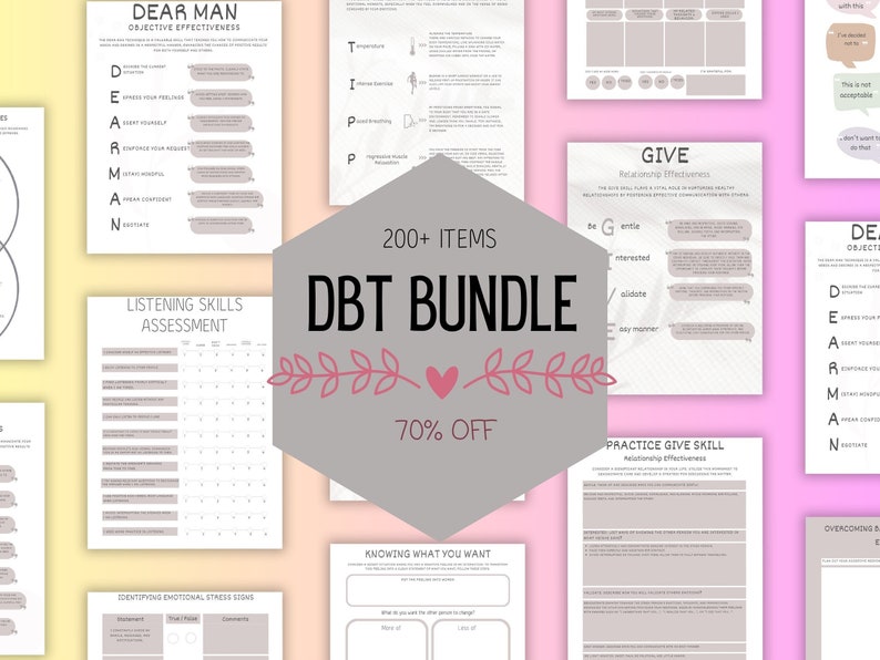 DBT Bundle, DBT Workbook, Cheat Sheets & Handouts, Coping Skills ...