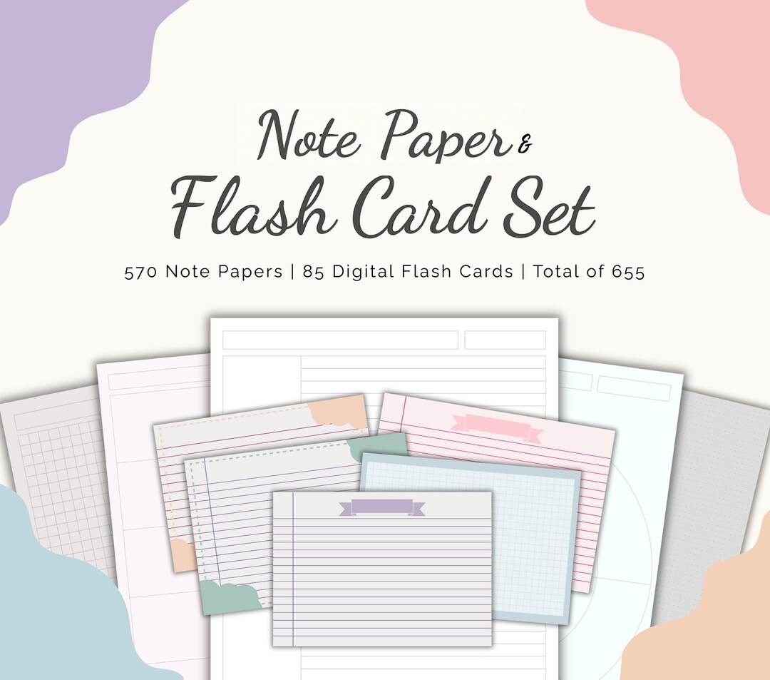 Note Paper & Flash Card Digital Templates Bundle (goodnotes Friendly ...