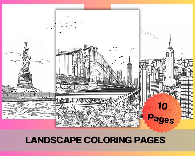 Landscape Coloring Pages, Adult Coloring Pages, Stress Relieve, Art ...