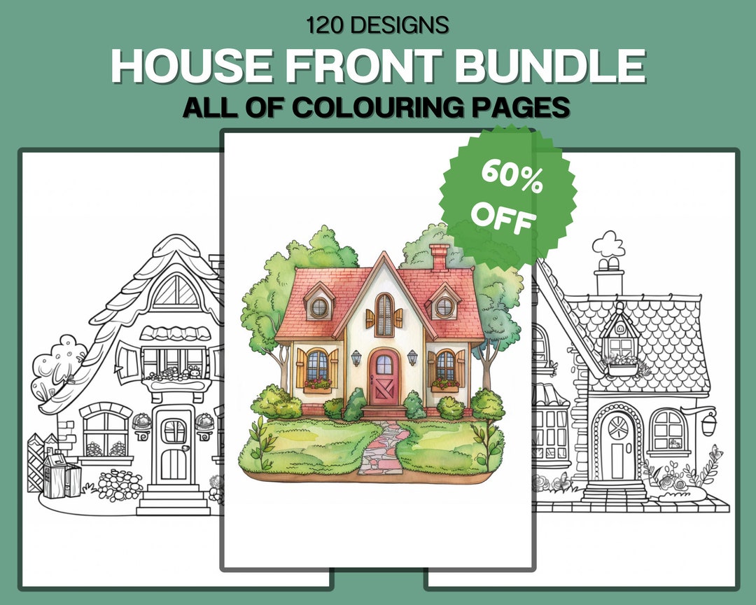 Bundle House Front Coloring Pages, Adults Coloring, House Coloring ...