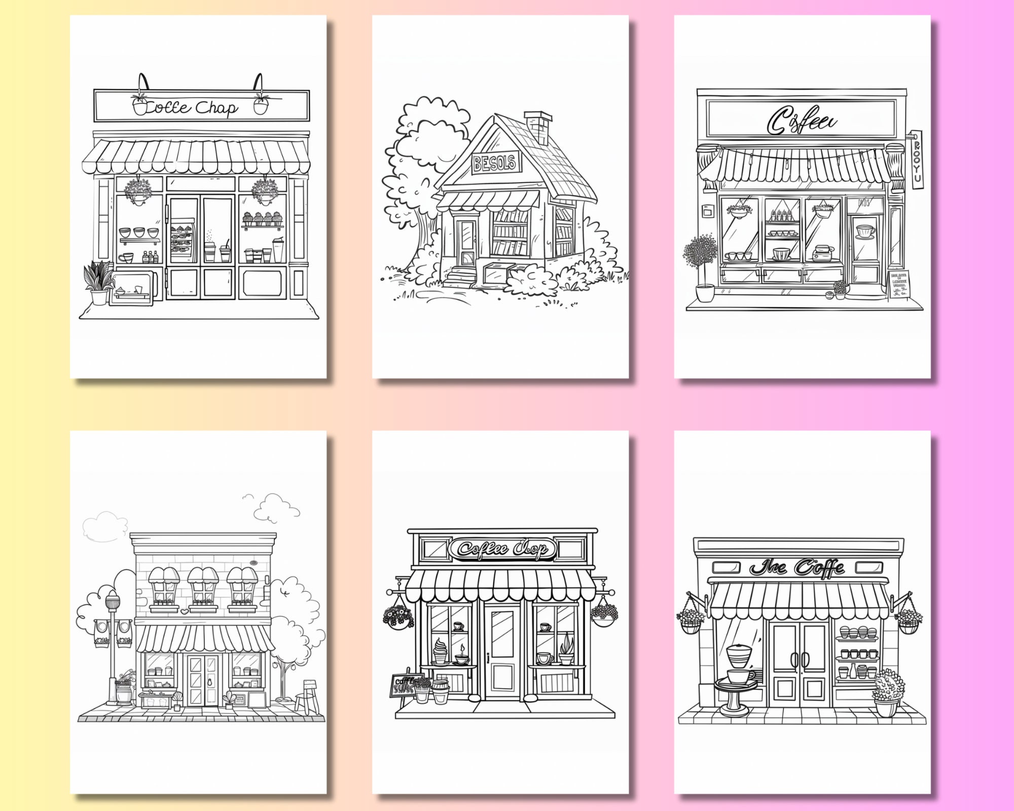 Storefronts Coloring Pages, for Adults Coloring Pages, Printable ...