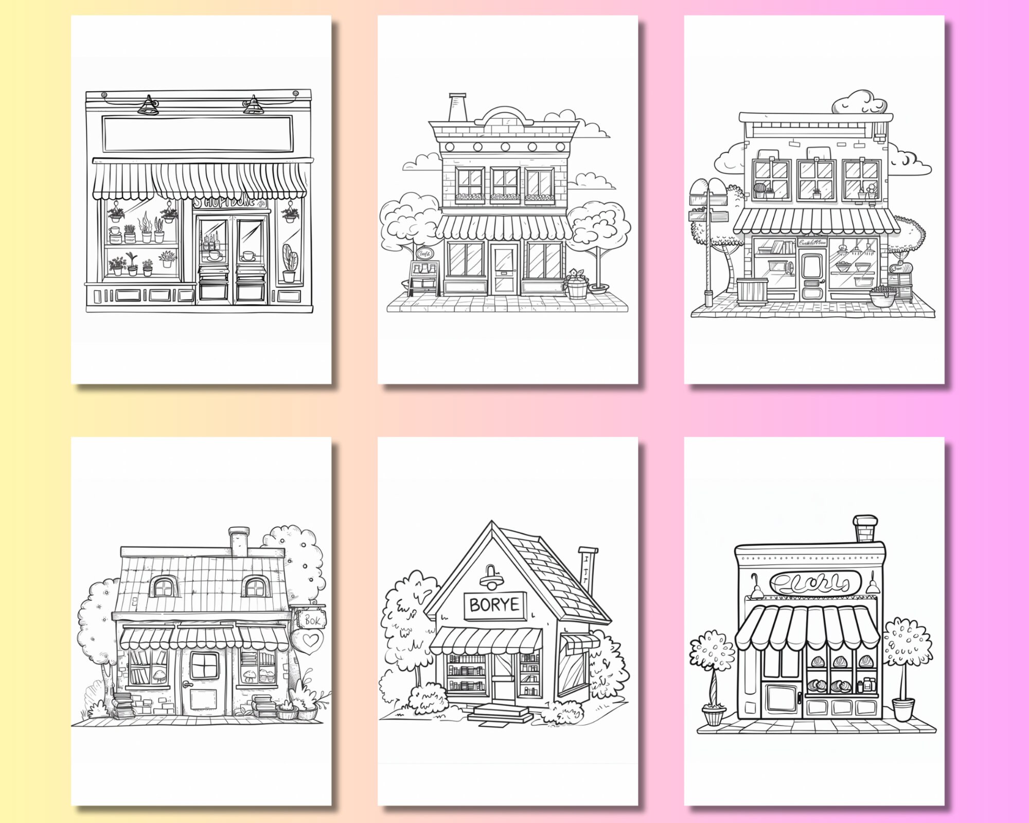 Storefronts Coloring Pages, for Adults Coloring Pages, Printable ...