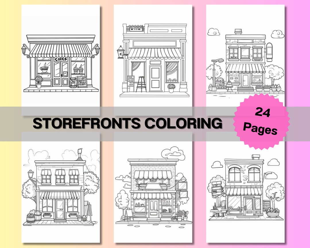 Storefronts Coloring Pages, for Adults Coloring Pages, Printable ...