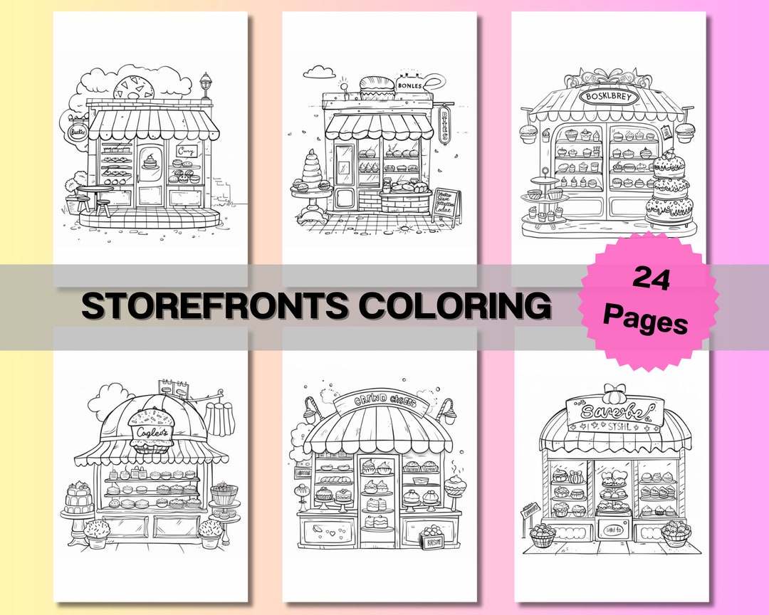 Storefronts Coloring Pages, for Adults Coloring Pages, Printable ...