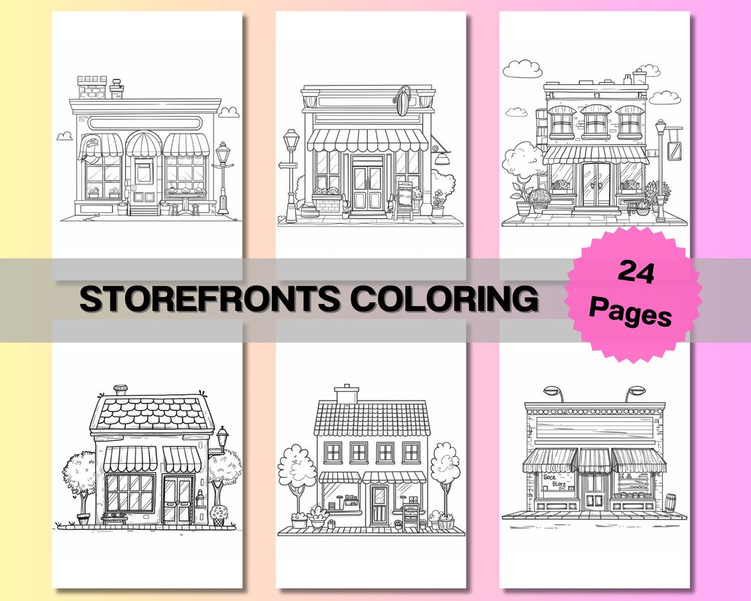 Storefronts Coloring Pages, for Adults Coloring Pages, Printable ...