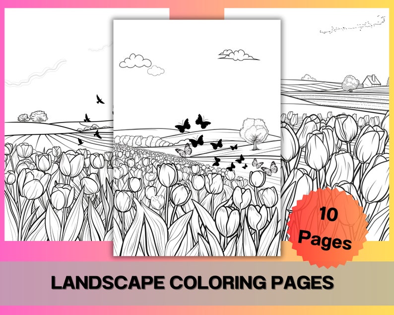 Landscape Coloring Pages, Adult Coloring Pages, Stress Relieve, Art ...