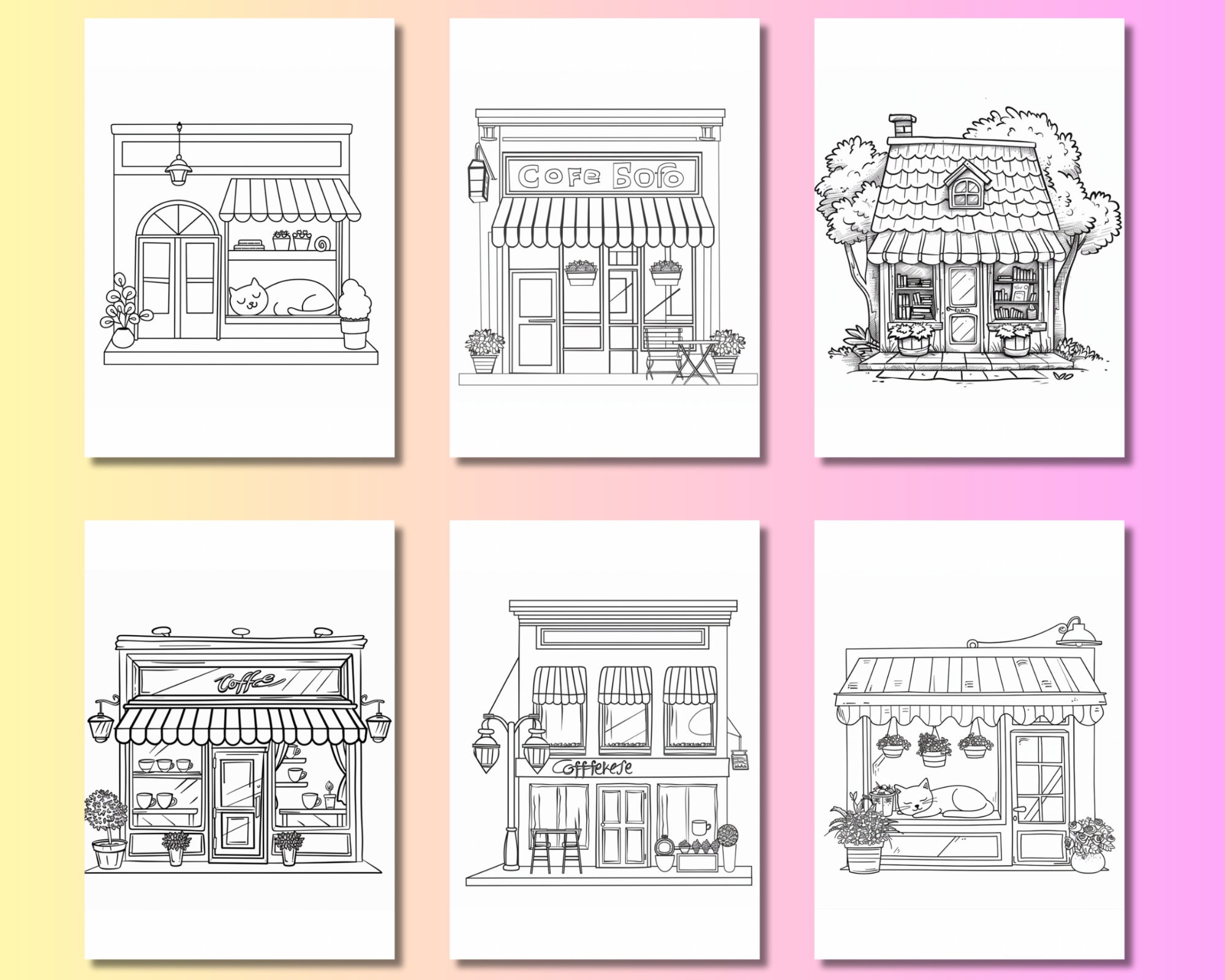 Storefronts Coloring Pages, for Adults Coloring Pages, Printable ...