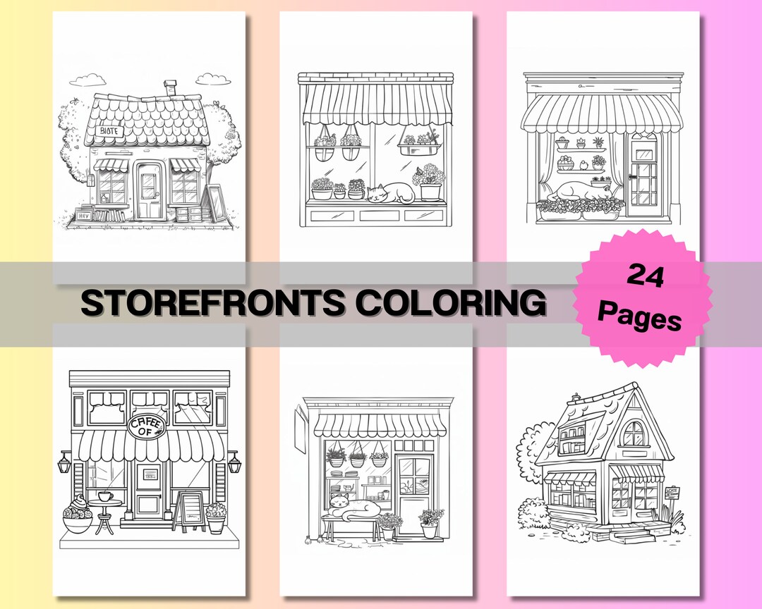 Storefronts Coloring Pages, for Adults Coloring Pages, Printable ...