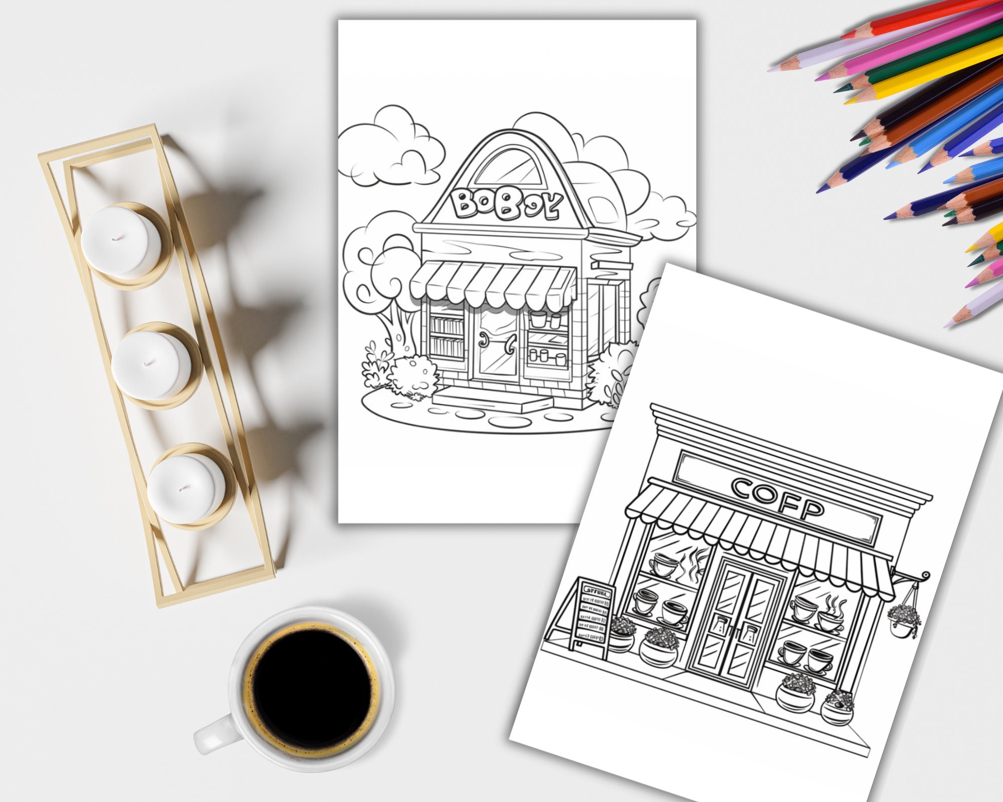 Storefronts Coloring Pages, for Adults Coloring Pages, Printable ...
