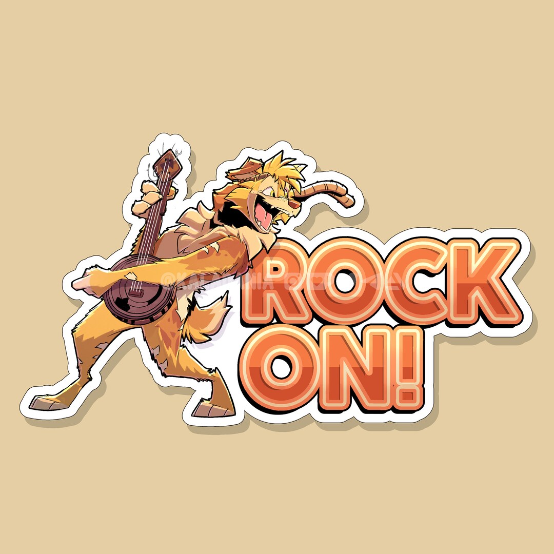 Rock On 6.5 X 3.5 Mega Vinyl Sticker Party, Dog Sticker, Celebration ...