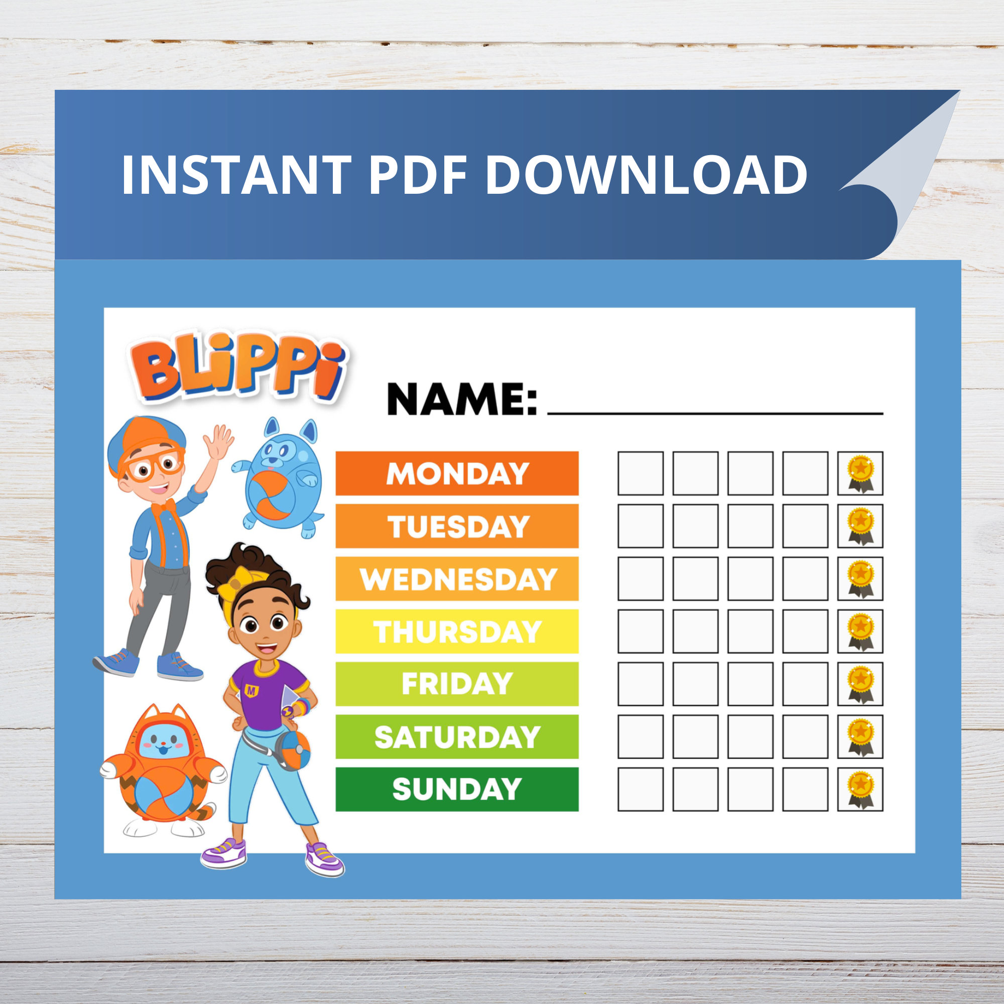 Blippi Potty Training Chart, Blippi Reward Chart, Blippi PDF - Etsy