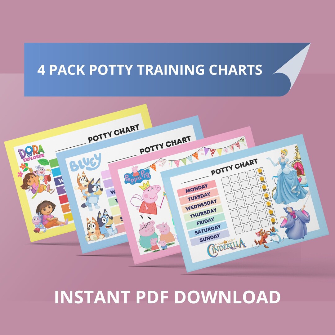 4 Pack Potty Training Charts, Potty Training Reward Charts - Etsy