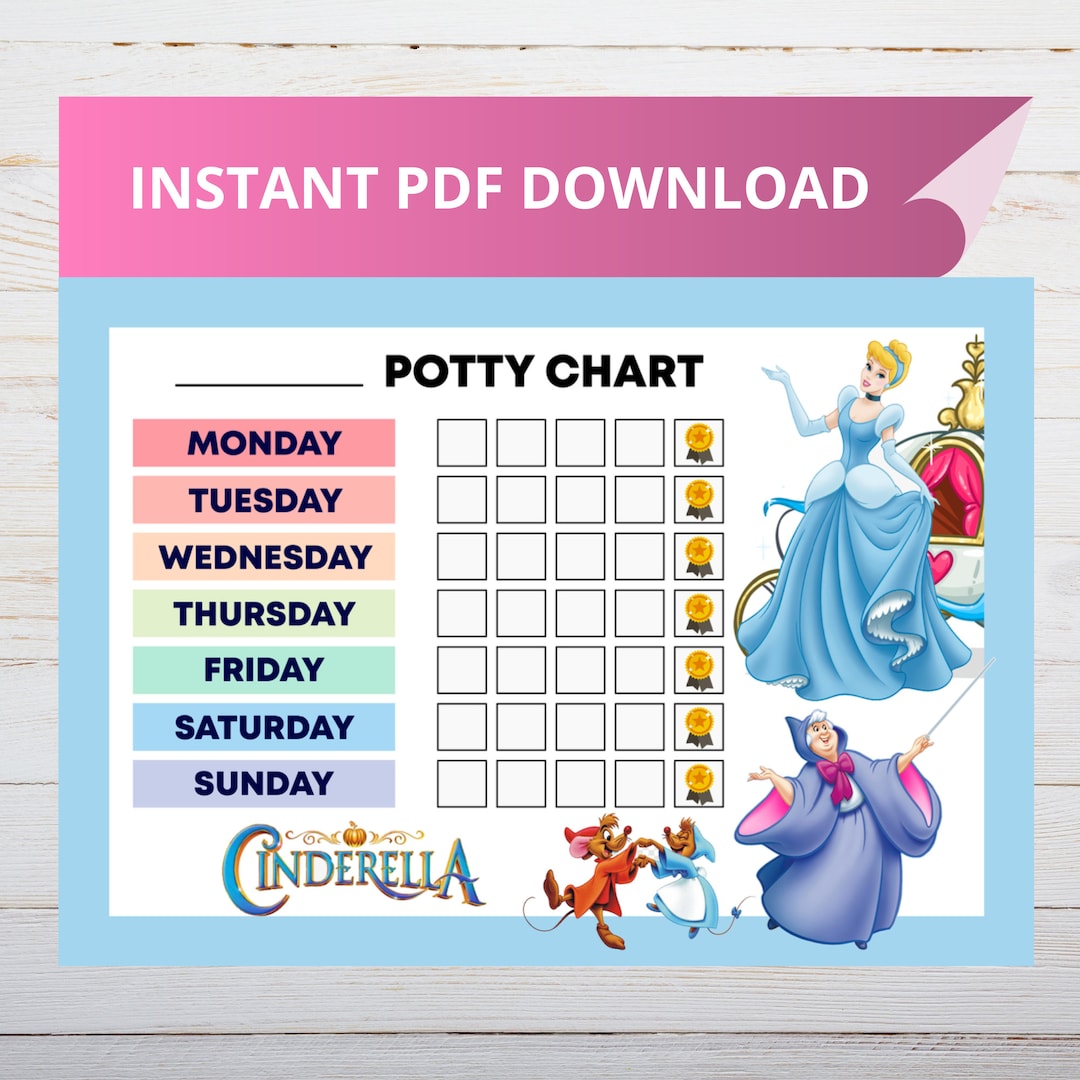 Cinderella Potty Training Chart, Cinderella Reward Chart - Etsy