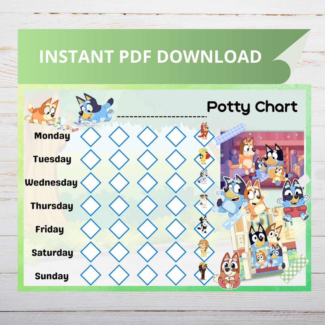 Bluey Potty Training Chart, Bluey Belohnungskarte, Bluey PDF ...