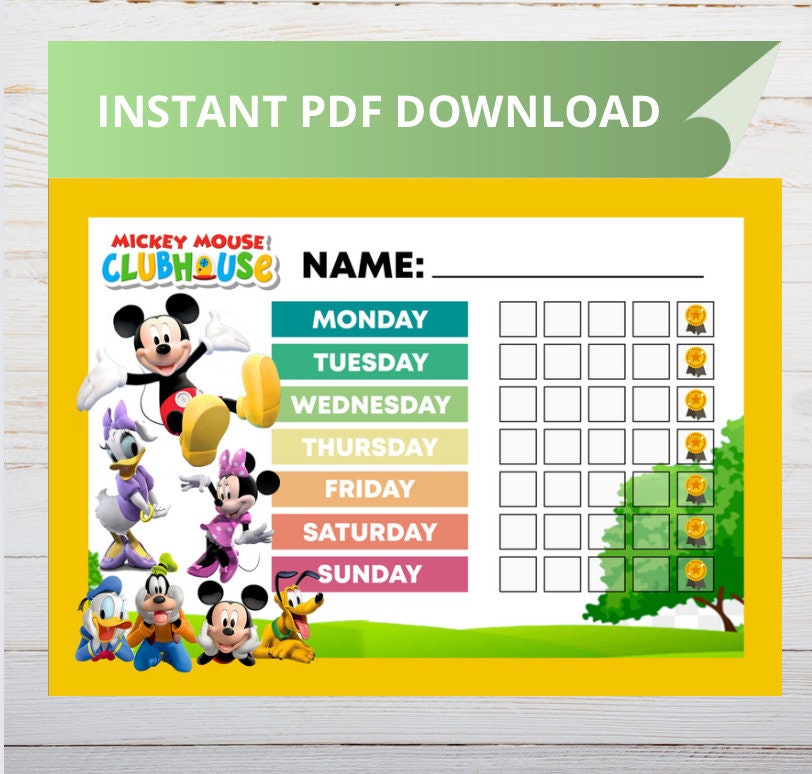 Mickey Mouse Clubhouse Potty Chart, Mickey Potty Training Chart - Etsy