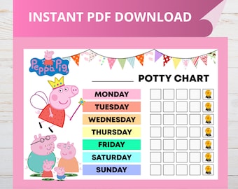 Peppa Pig Potty Chart Potty Training Chart Potty Reward Chart Potty ...