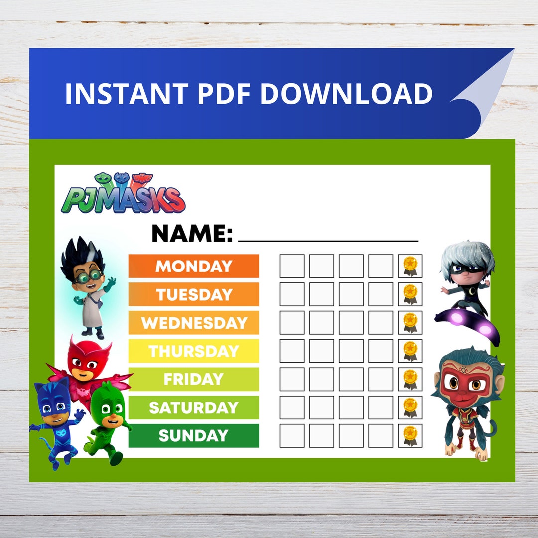 PJ Masks Potty Training Chart, PJ Masks Reward Chart - Etsy