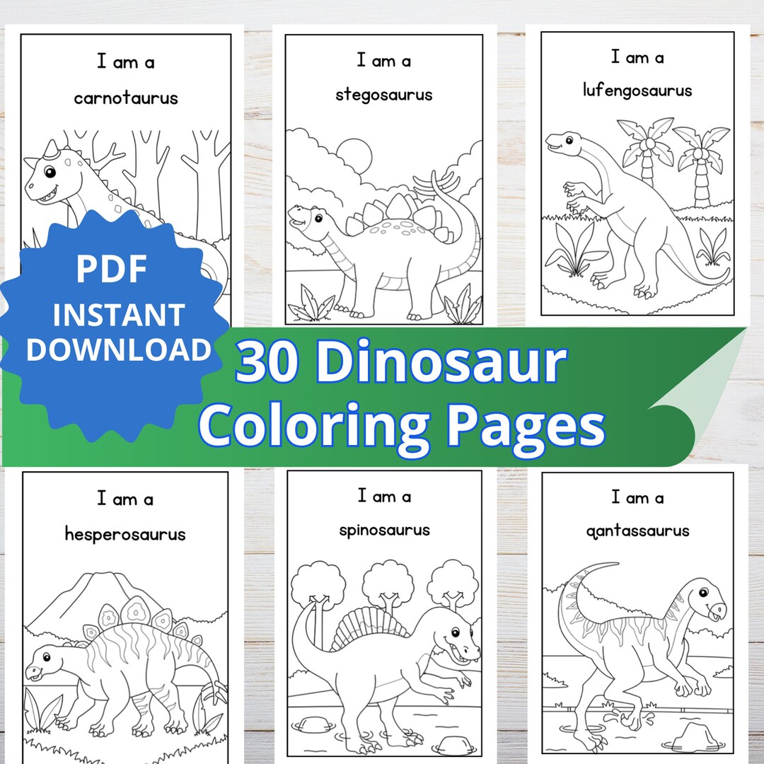 Dinosaur Coloring Pages, Printable Dinosaur Coloring Pages - Etsy