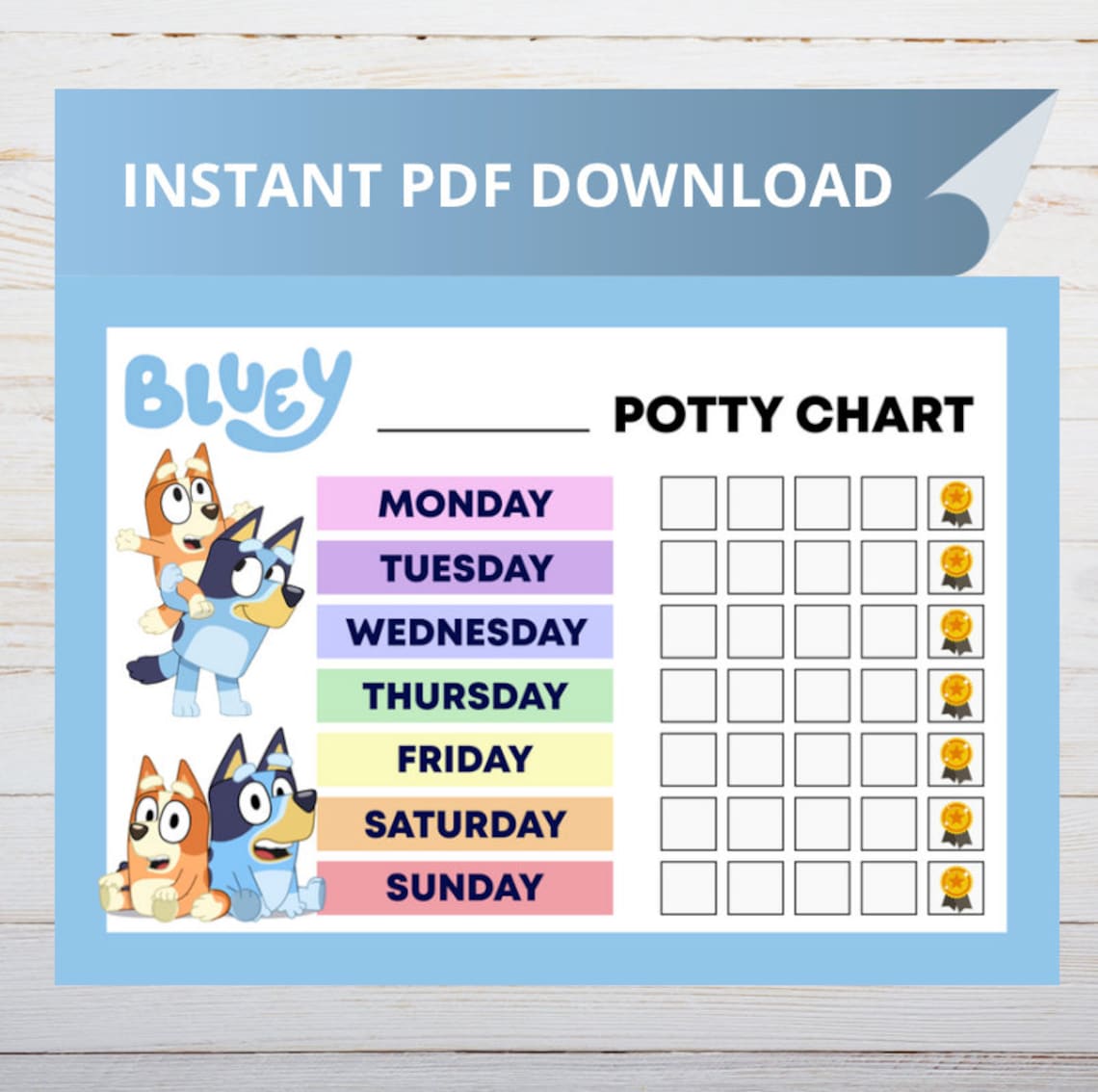 Bluey Potty Training Chart, Bluey PDF Potty Chart - Etsy Canada