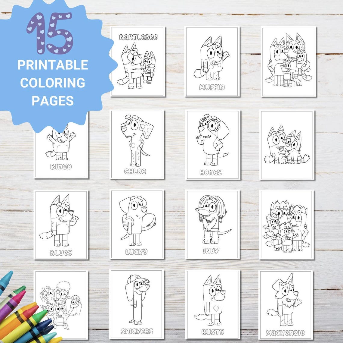 Bluey Coloring Book, Bluey Coloring Pages Printable - Etsy