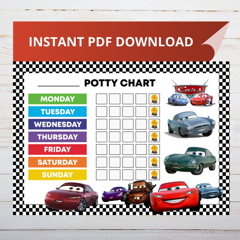 Cars Potty Training Chart, Cars Reward Chart - Etsy