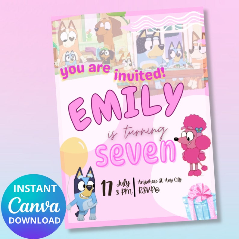 Bluey Birthday Invitation Instant Download, Bluey Birthday Invitation ...