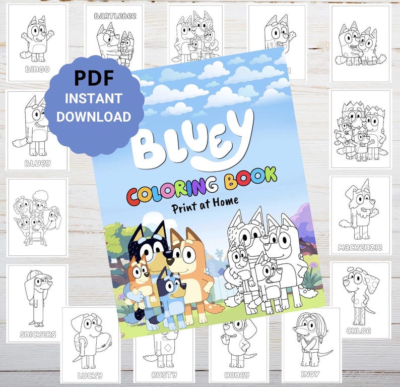 Bluey Coloring Book, Bluey Coloring Pages Printable - Etsy Australia