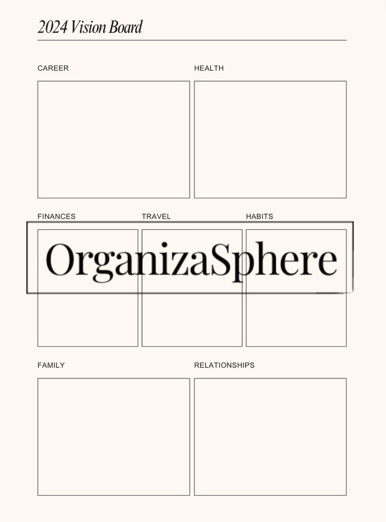 Minimal 2024 Vision Board Template - Etsy
