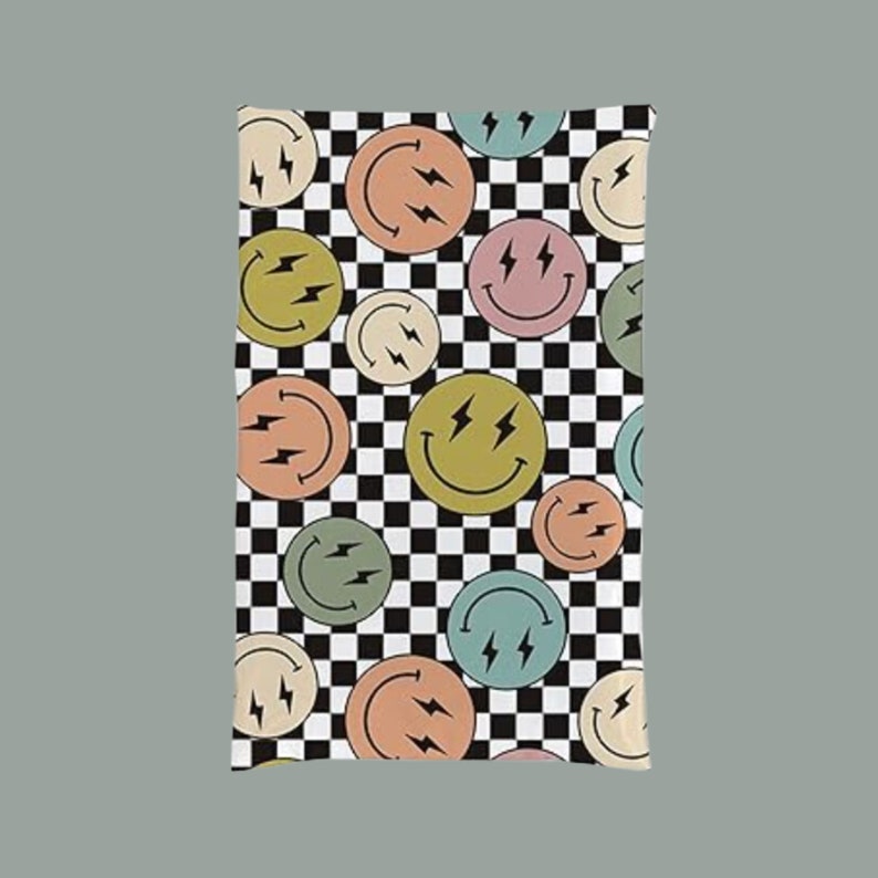 Pastel Smiley Face Retro Check Poly Mailer Shipping Pouch Self Adhesive ...