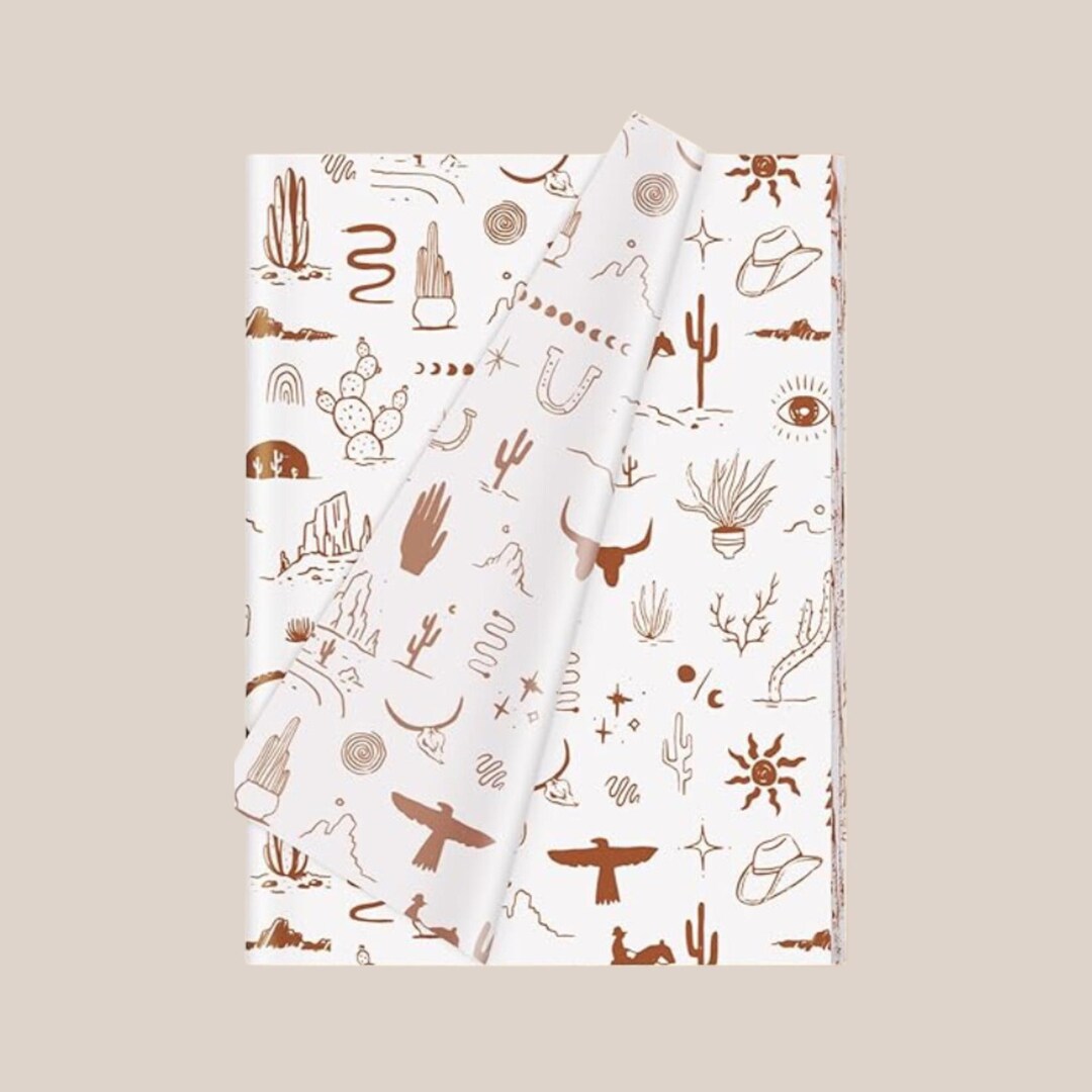 Western Cowboy Brown and White Tissue Paper Small Business Packaging 25 ...