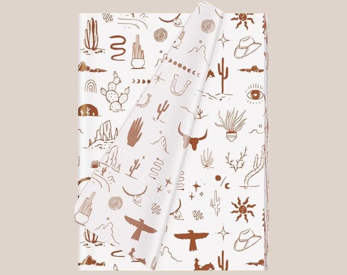 Western Cowboy Brown and White Tissue Paper Small Business Packaging ...