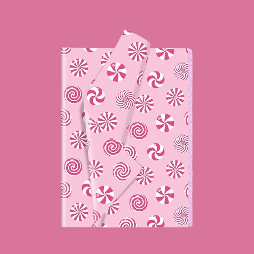 Holiday Peppermint Candy Pastel Pink Tissue Paper Small Business ...