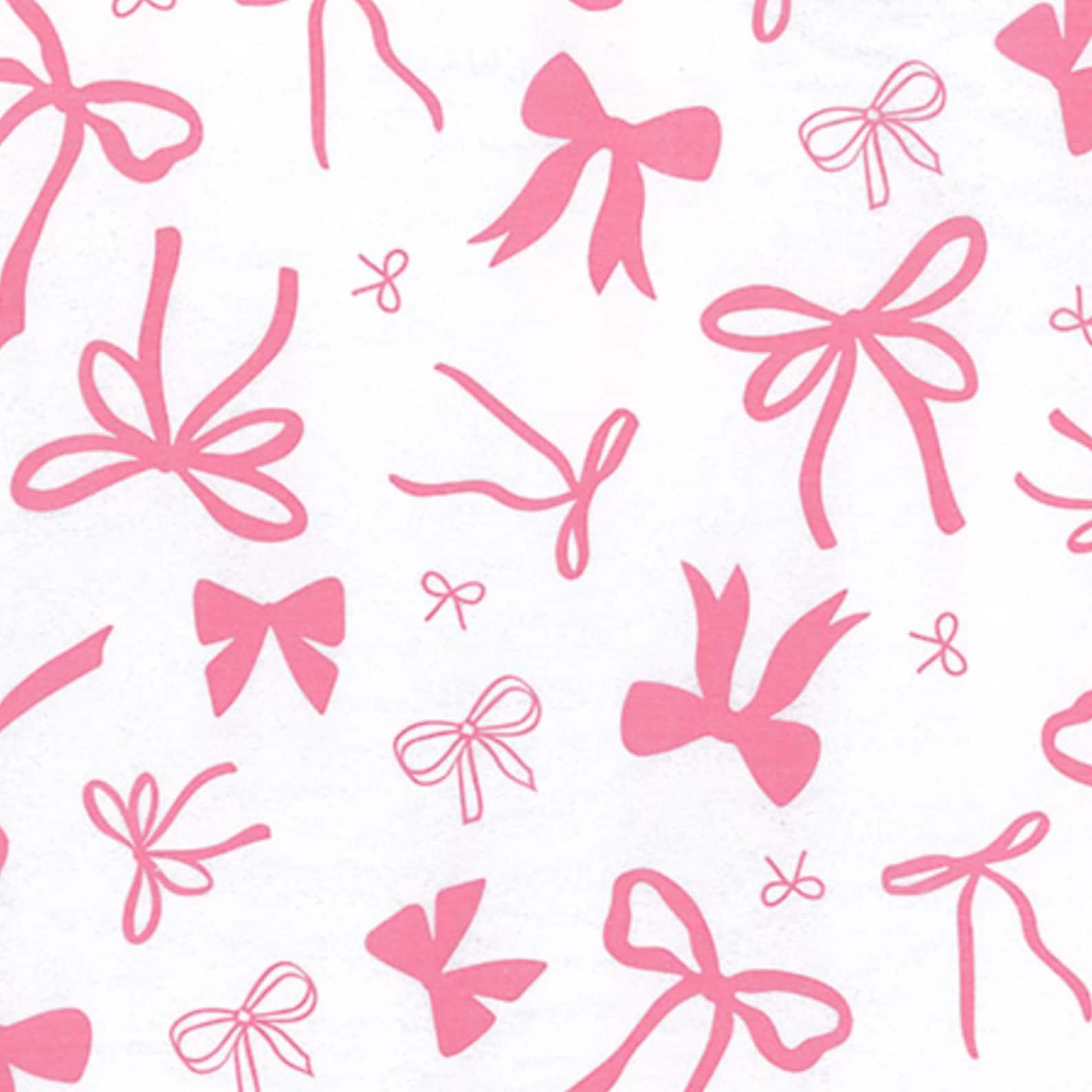 Pink Bow on White Cute Coquette Tissue Paper Small Business Packaging ...